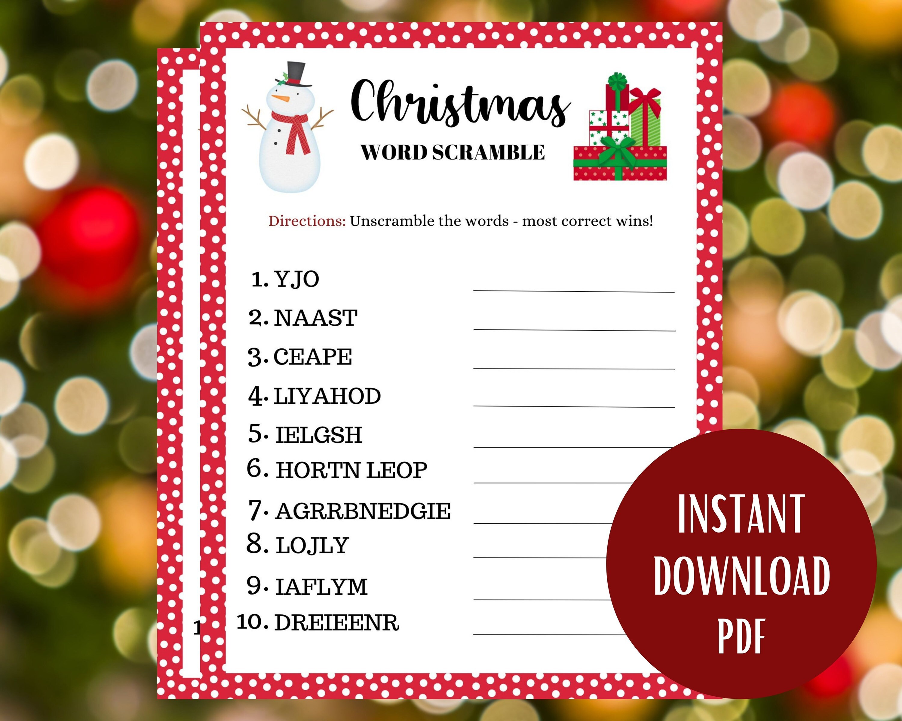 Christmas Word Scramble Game, Christmas Printable Games, Fun Christmas ...