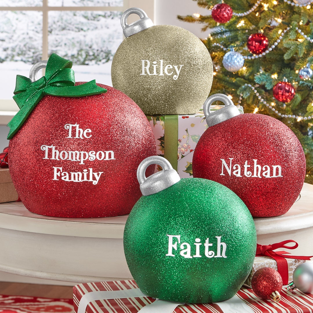 Personalized Light-up Glitter Tabletop Christmas Ornament - Christmas ...