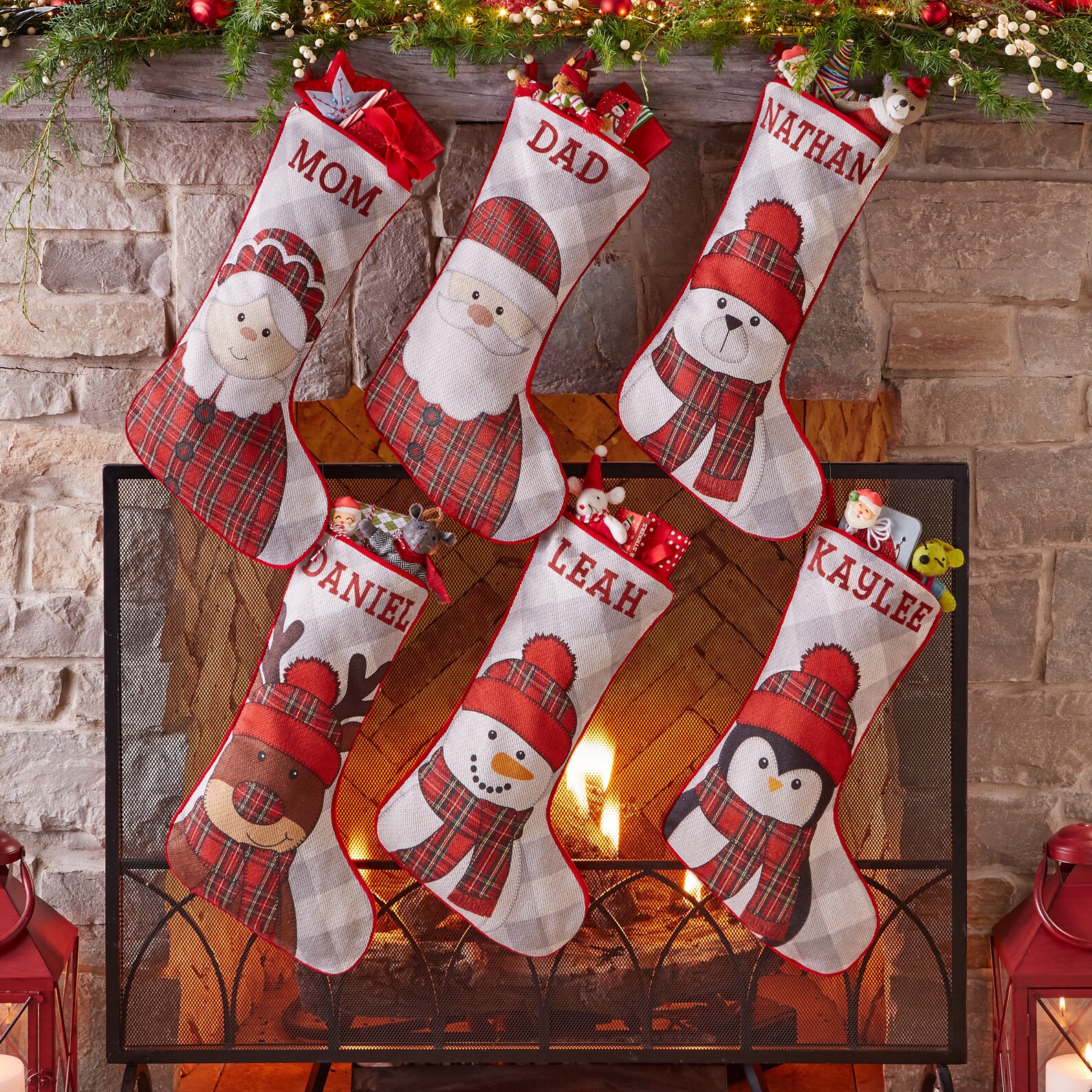 Personalized Family Stockings Wintry Plaid Christmas - Etsy