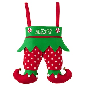 Personalized Christmas Stocking - Elf Pants Stocking - Embroidered ...