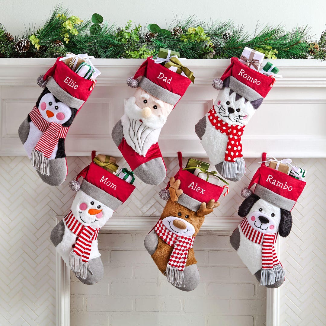 Personalized Furry Friends Christmas Stockings Holiday Décor Plush ...
