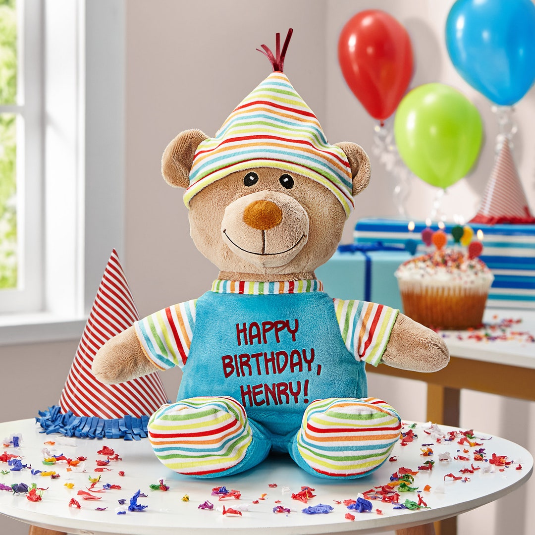Personalized Happy Birthday Plush Teddy Bear - Stuffed Animal - Plush ...