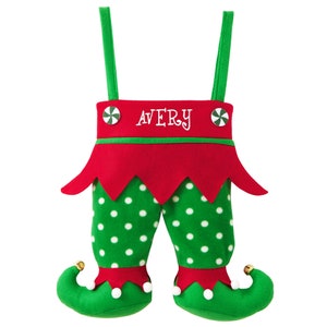 Personalized Christmas Stocking - Elf Pants Stocking - Embroidered ...