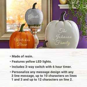 Personalized Open Text Light up Pumpkin - Customize With Any Message ...