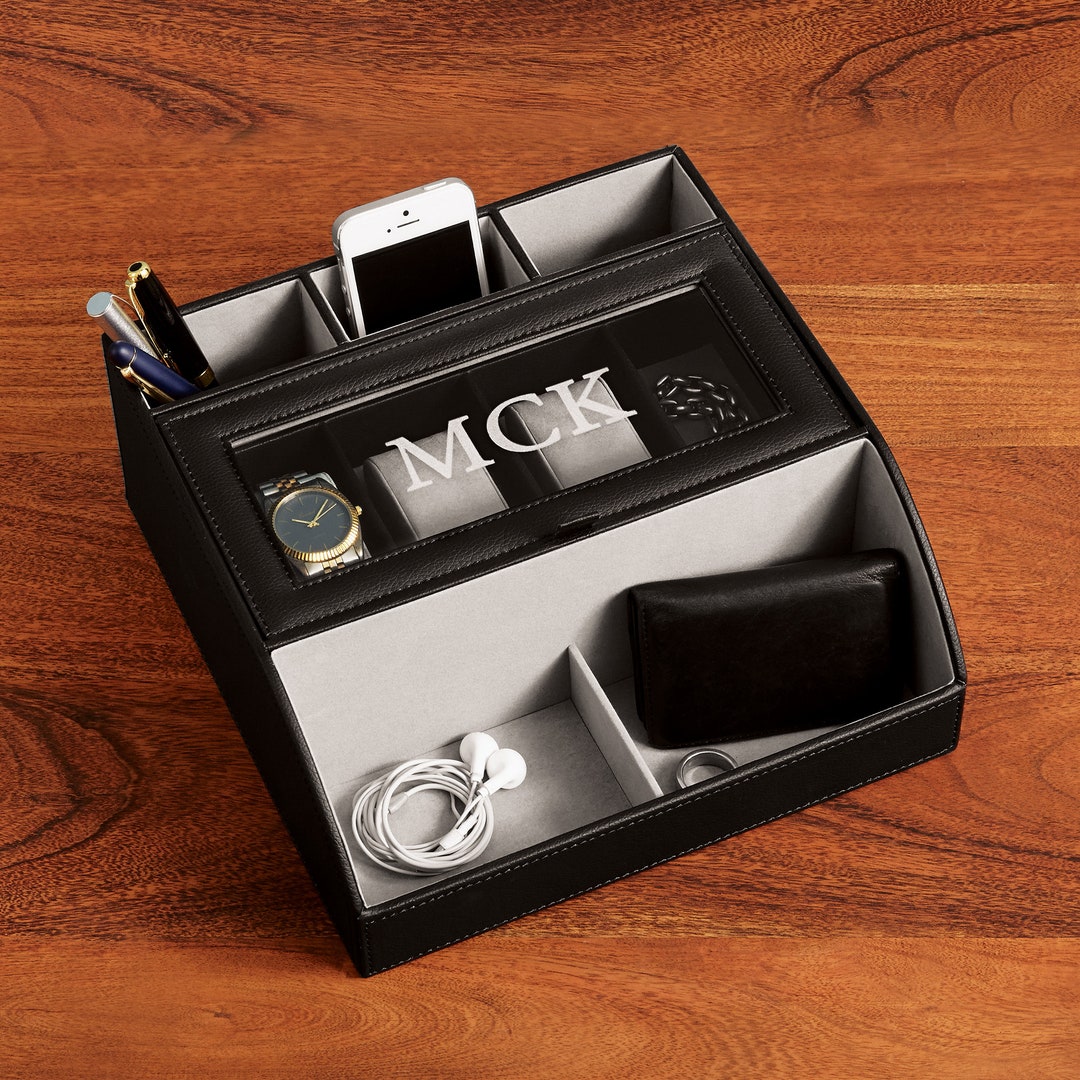 Personalized Vegan Leather Charging Station Valet - Combination ...