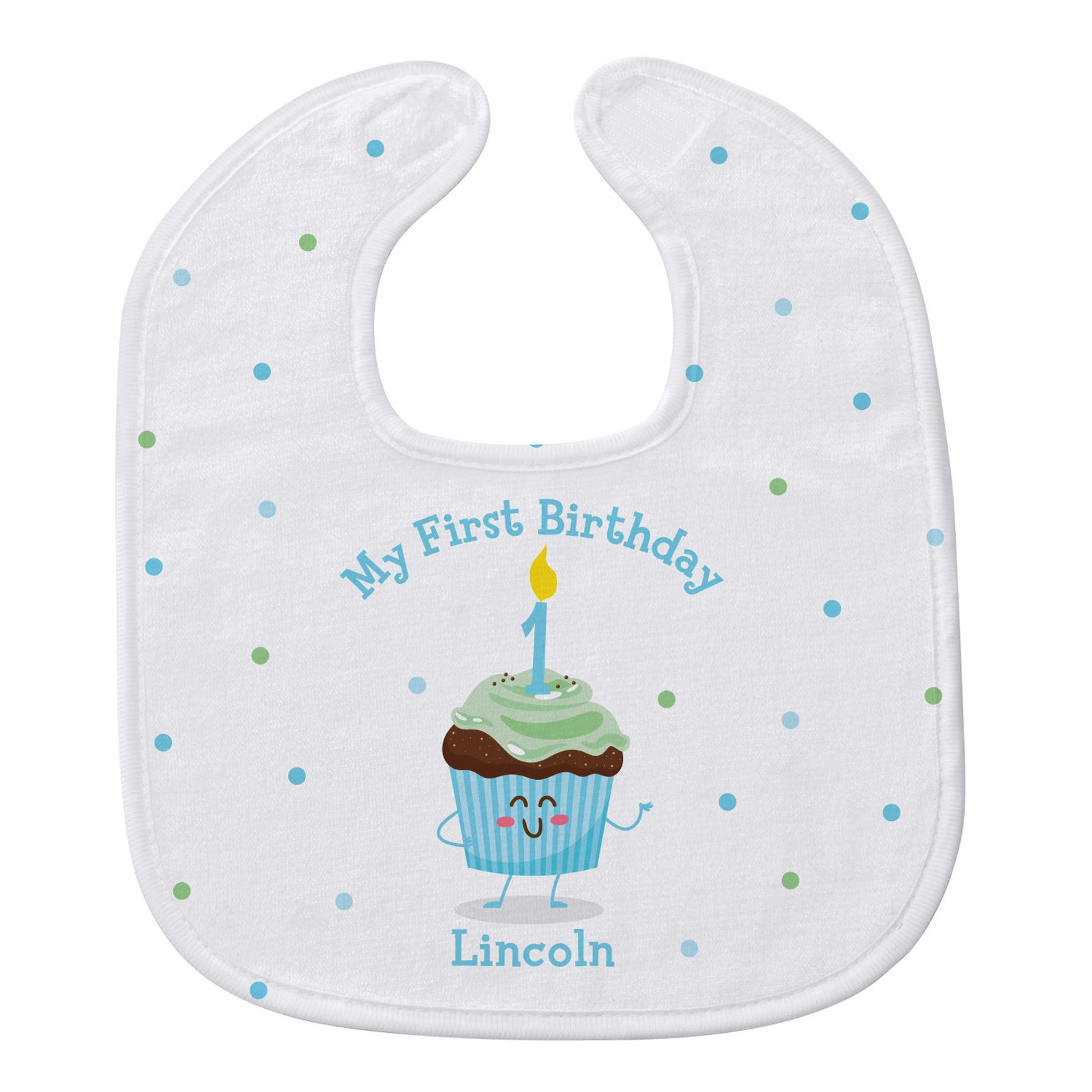 Personalized First Birthday Bib for Baby - Cupcake Bib - for Baby Boy ...