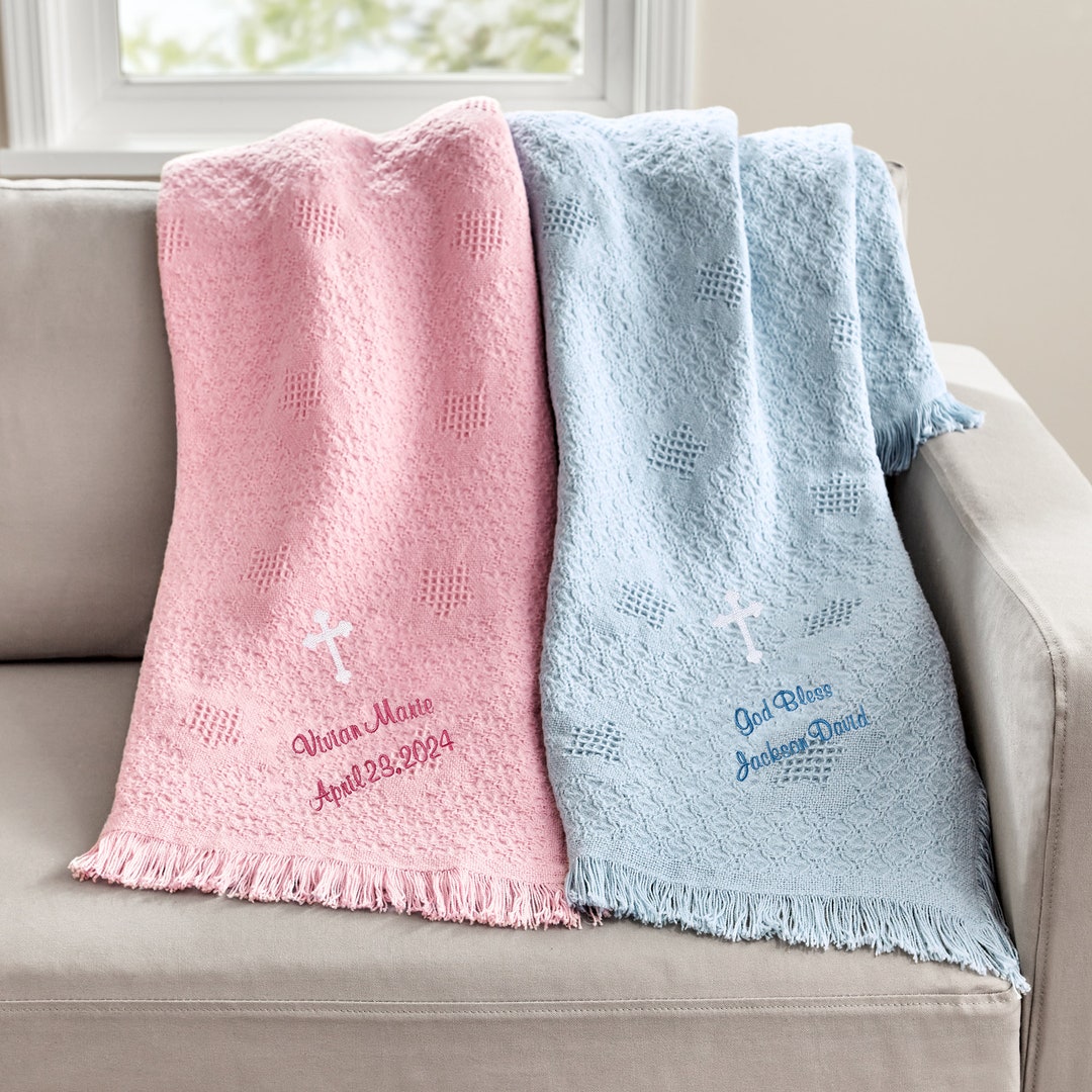 Personalized God Bless Honeycomb Baby Blanket-christening Blanket ...