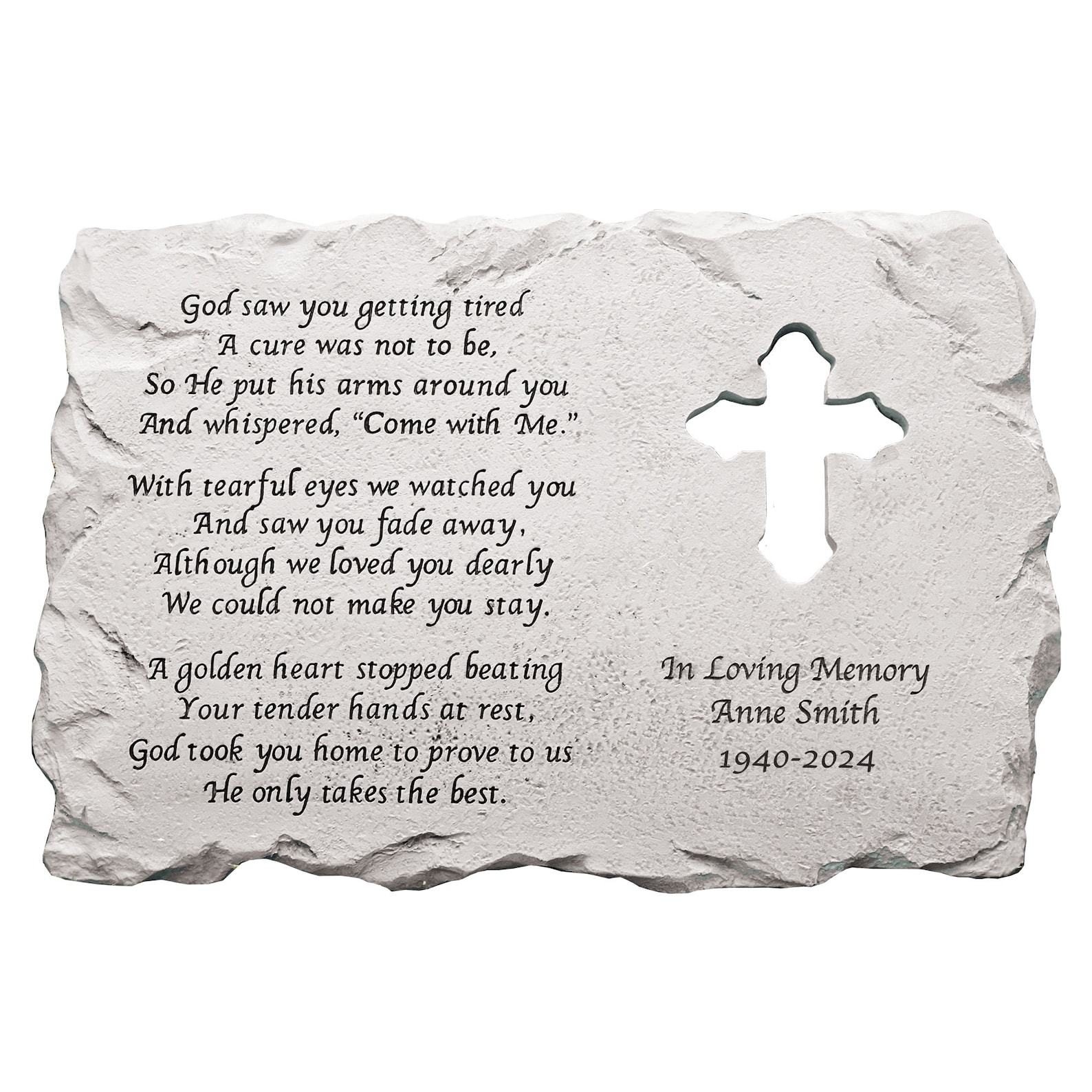 Personalized Cross Memorial Stone Sympathy Condolences Garden Marker ...