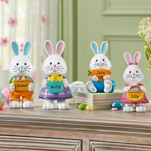 Personalized Easter Décor - Bunny Family Resin Figurines - 10 Styles ...