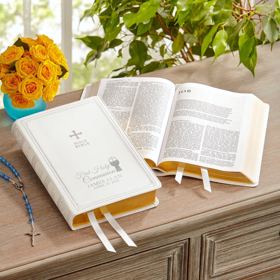 Personalized First Holy Communion Catholic Bible - Religious Keepsake ...