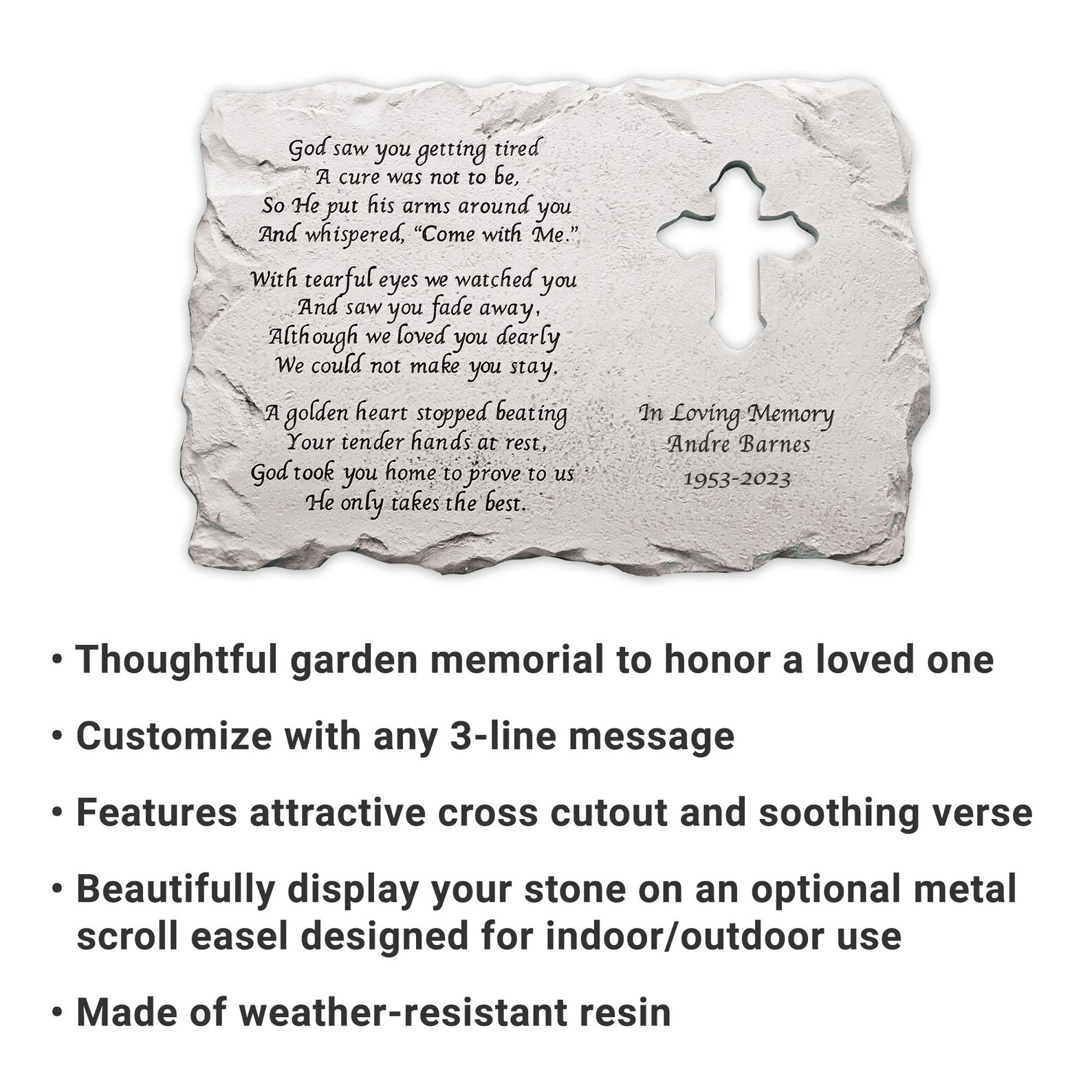 Personalized Cross Memorial Stone Sympathy Condolences Garden Marker ...