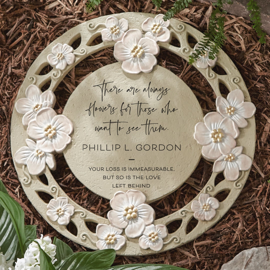 Personalized Memorial Garden Stone - Floral - Sympathy - in Memoriam ...