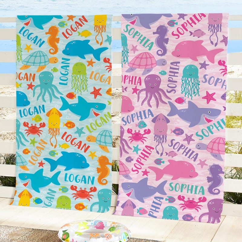 Beach Towel Sea Creatures - Etsy