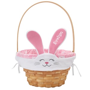 Personalized Easter Basket - Wicker Easter Basket - Embroidered Liner ...