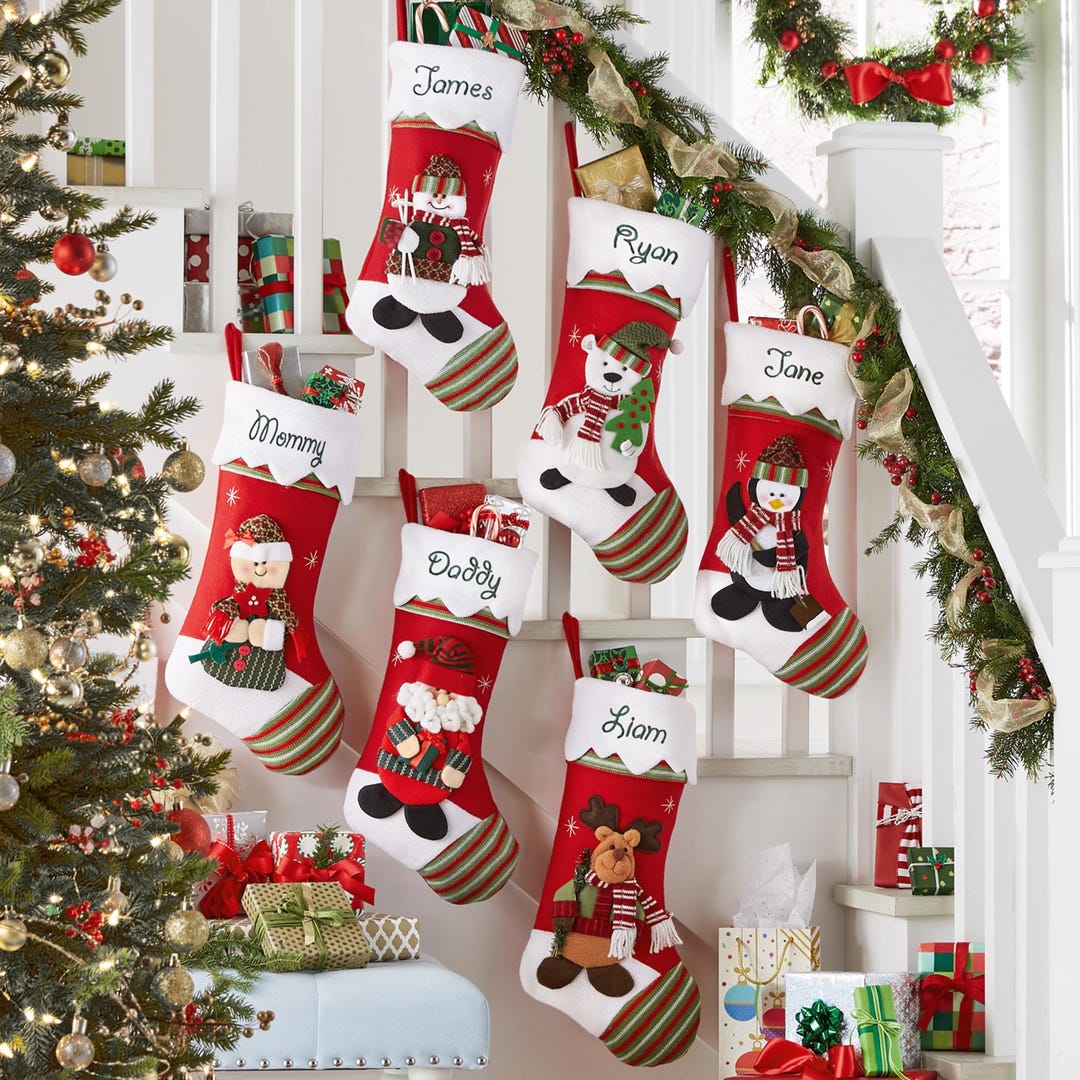 Personalized Snow Cap Christmas Stockings - 3-D Plush Character ...