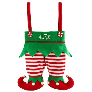 Personalized Christmas Stocking - Elf Pants Stocking - Embroidered ...
