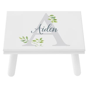 Personalized Children's Wood Step Stool - Elegant Name & Initial Design ...