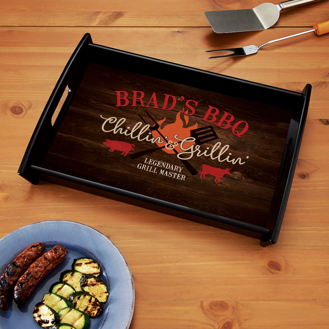 Personalized Serving Tray - BBQ Tray - BBQ Accessory - Wood Serving ...