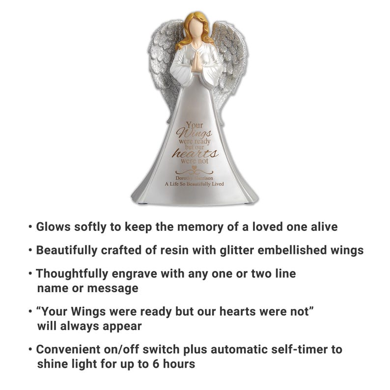 Personalized Memorial Angel - Sympathy Angel - Lighted Memorial Angel ...