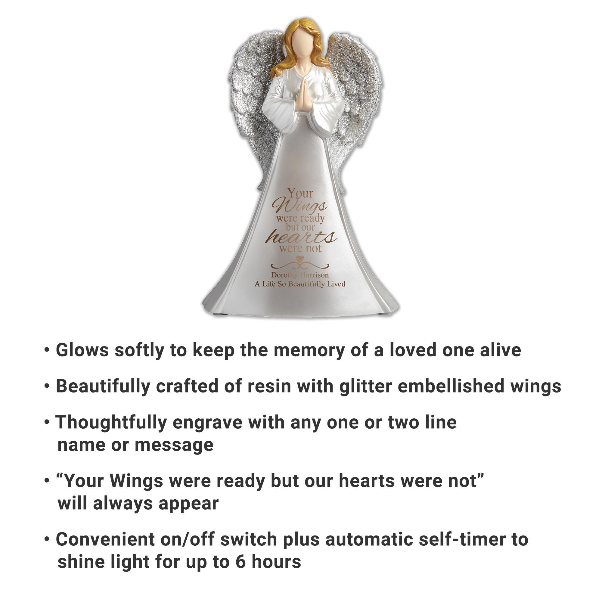 Personalized Memorial Angel - Sympathy Angel - Lighted Memorial Angel ...