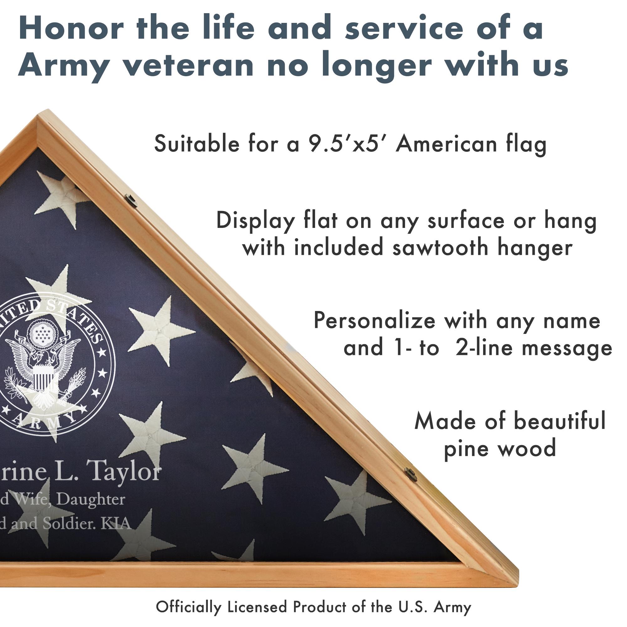 Personalized Memorial Flag Display Case - Freestanding or Wall Mounted ...