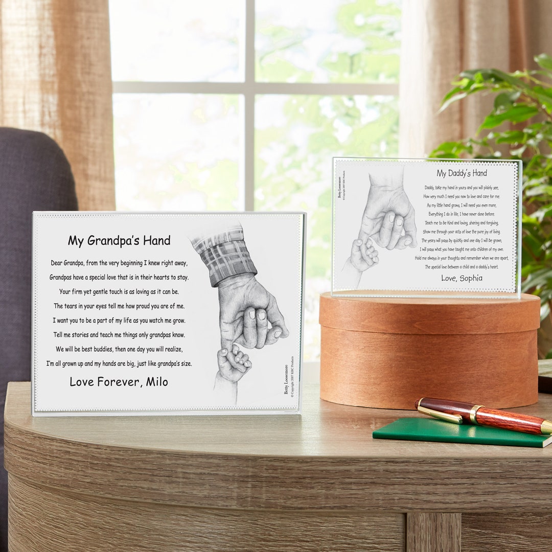 Personalized His Hand Glass Block - Father’s Day Keepsake - for Dad ...