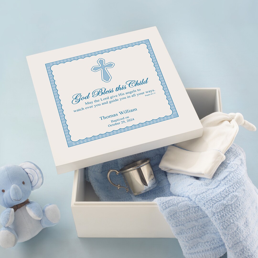 Personalized Keepsake Box for Blessed Child - Religious Memories Box ...