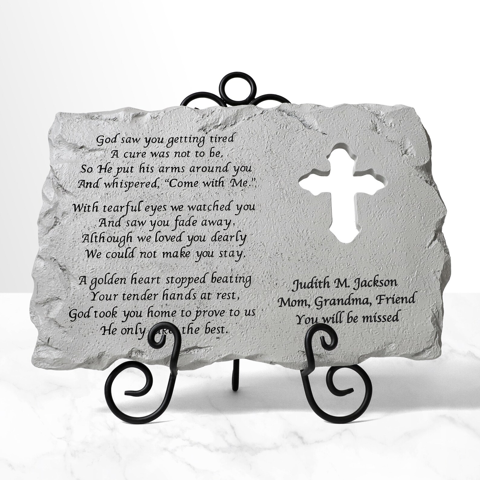 Personalized Cross Memorial Stone Sympathy Condolences Garden Marker ...