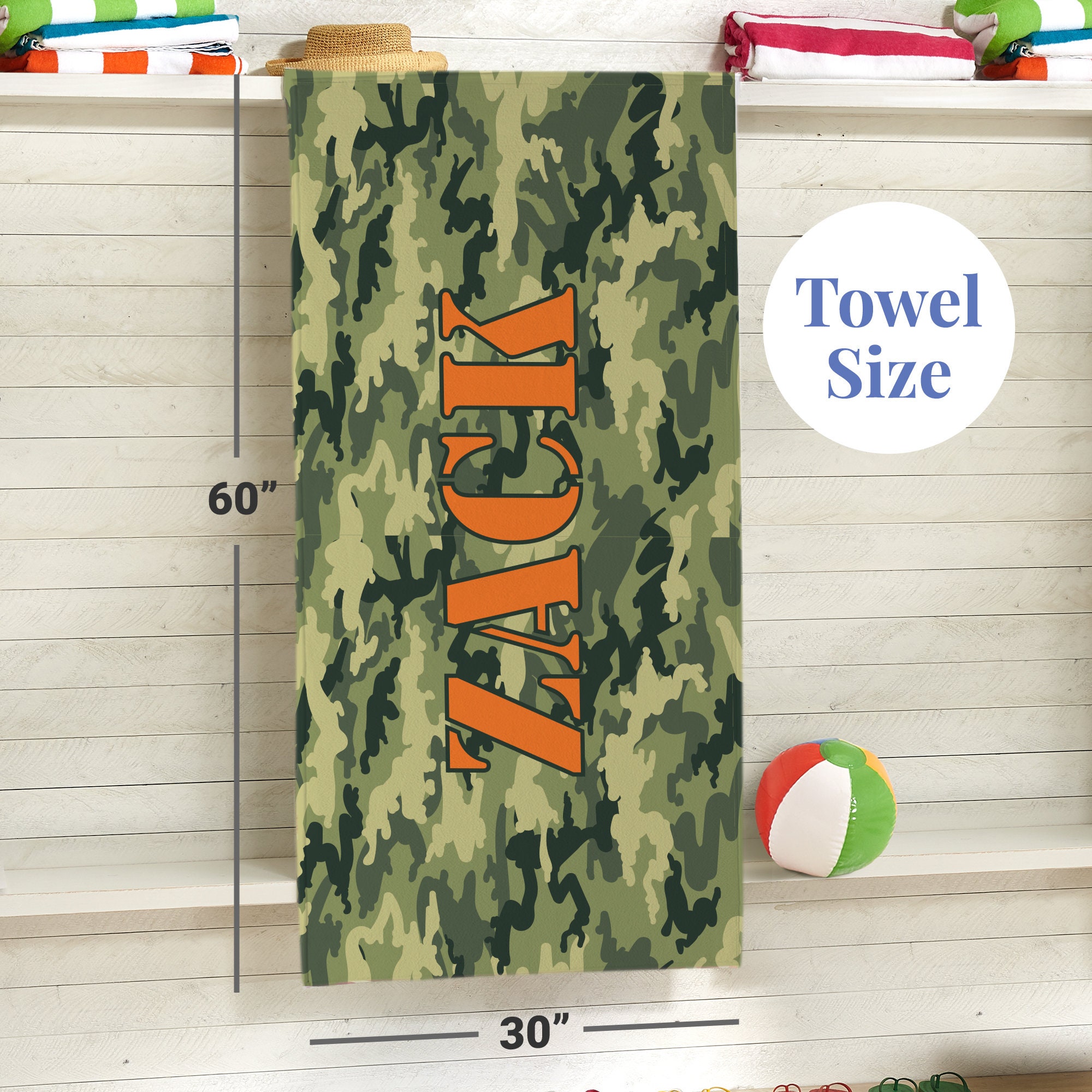 Personalized Beach Towel camo Print Unique Beach Towel - Etsy