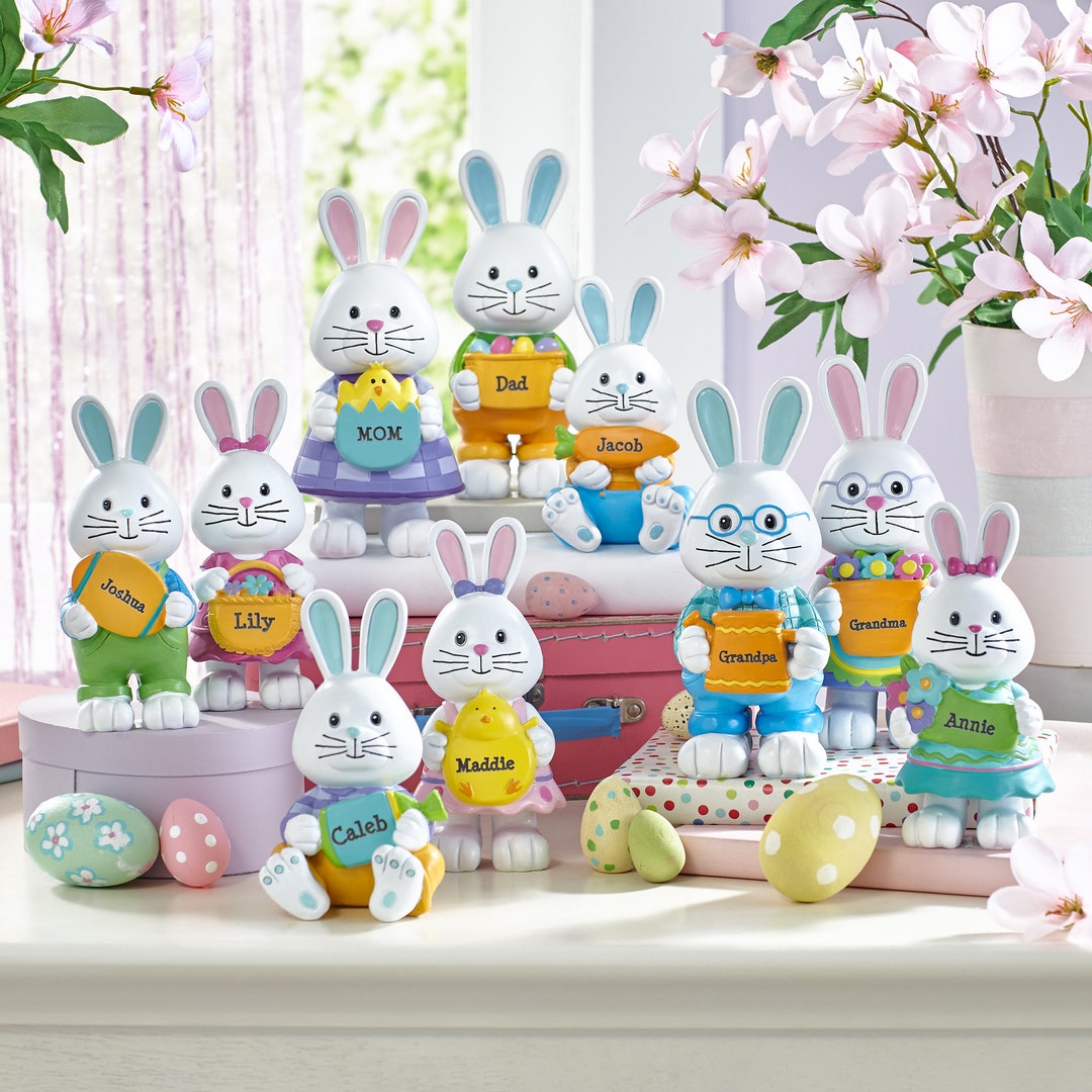 Personalized Easter Décor - Bunny Family Resin Figurines - 10 Styles ...