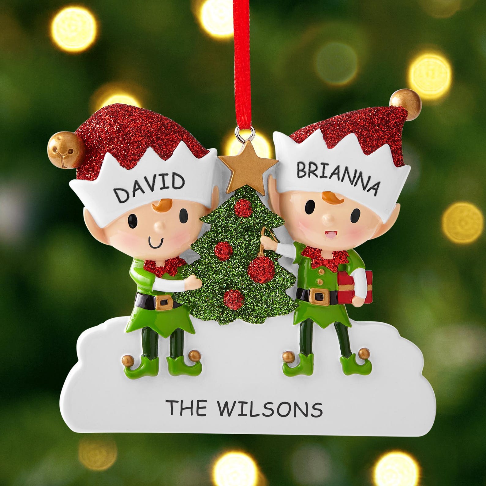 Personalized Christmas Ornament - Elf Family Ornament - Elf Couple ...