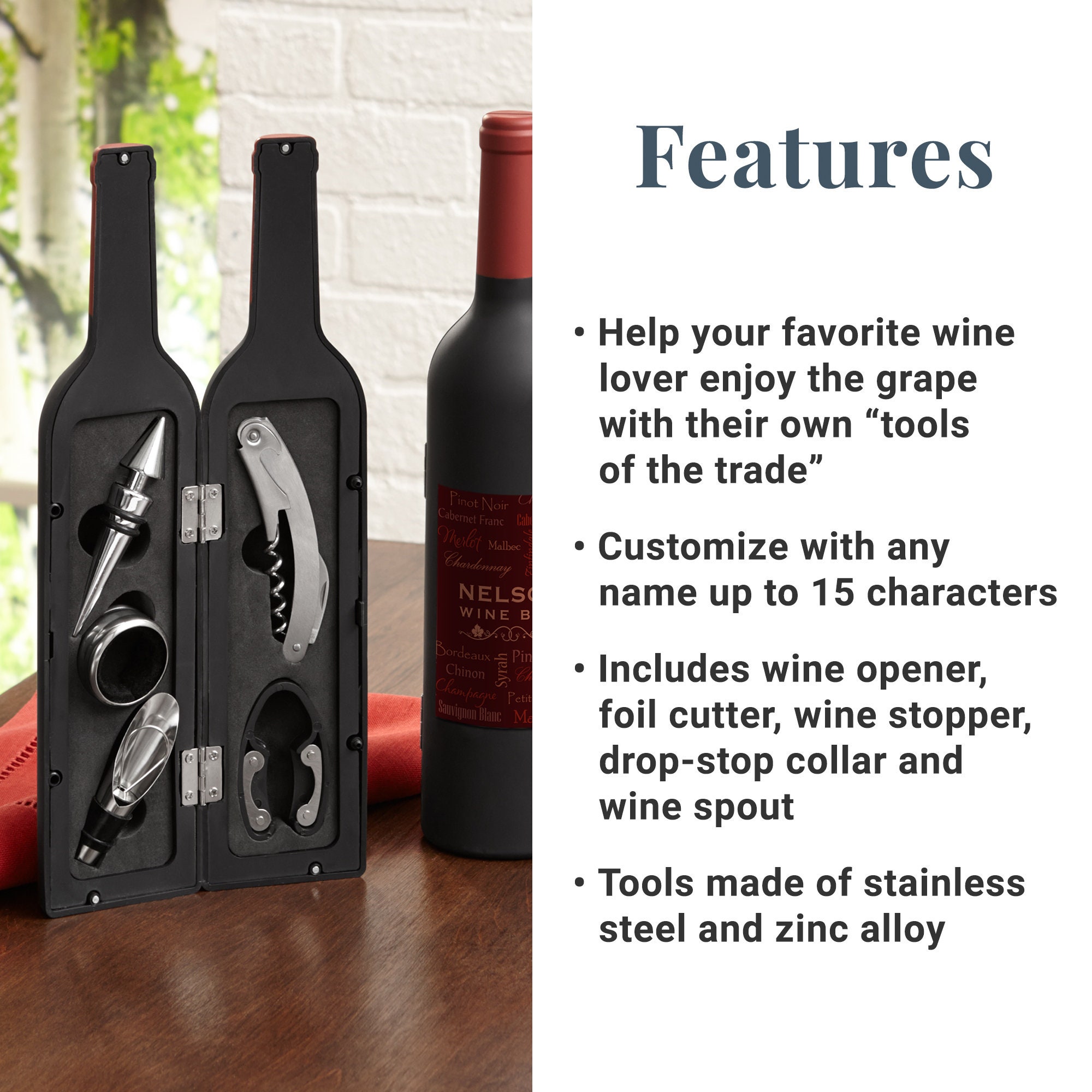 Personalized 5 Piece Tool Set - Wine Bottle Opener - Unique Bar ...