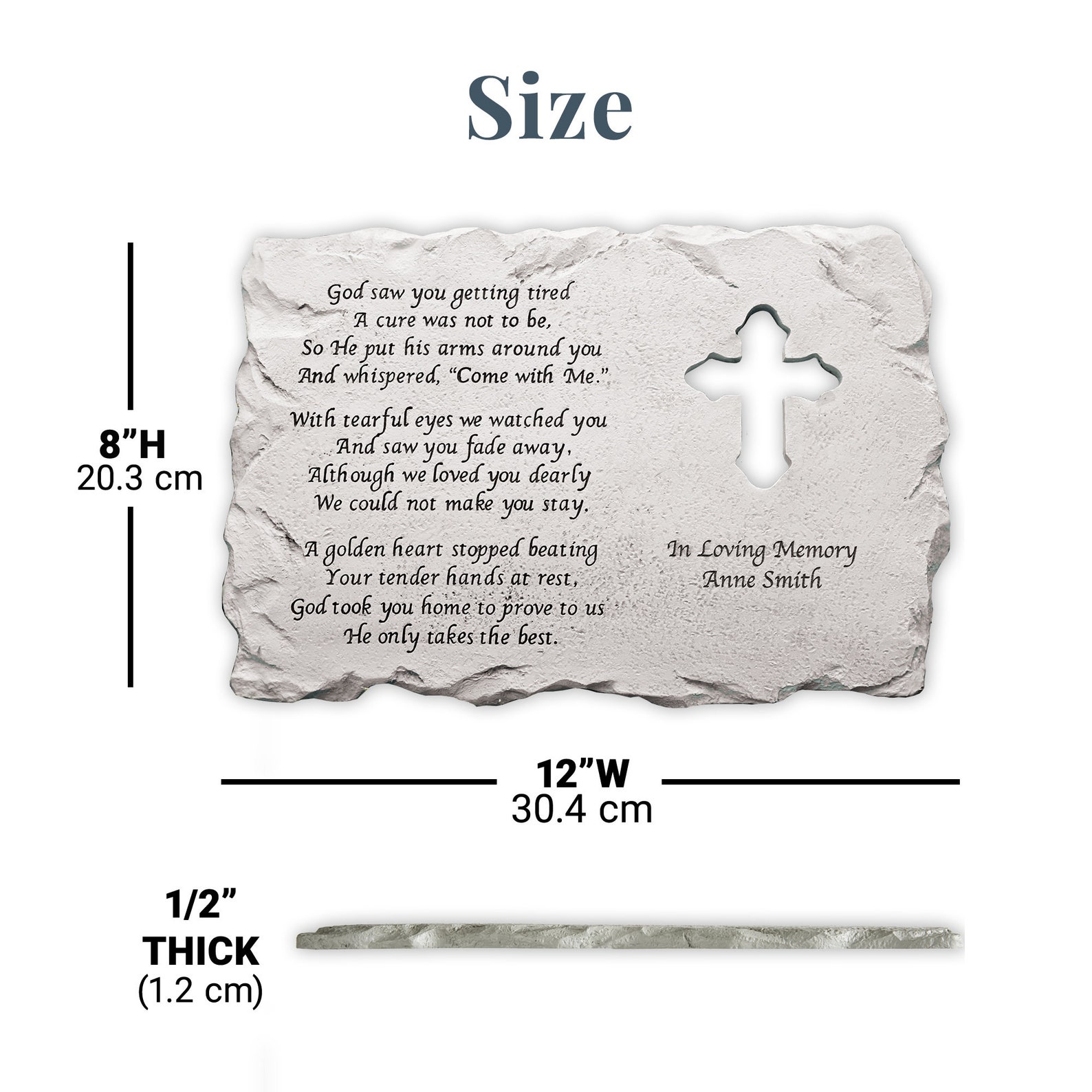 Personalized Cross Memorial Stone Sympathy Condolences Garden Marker ...