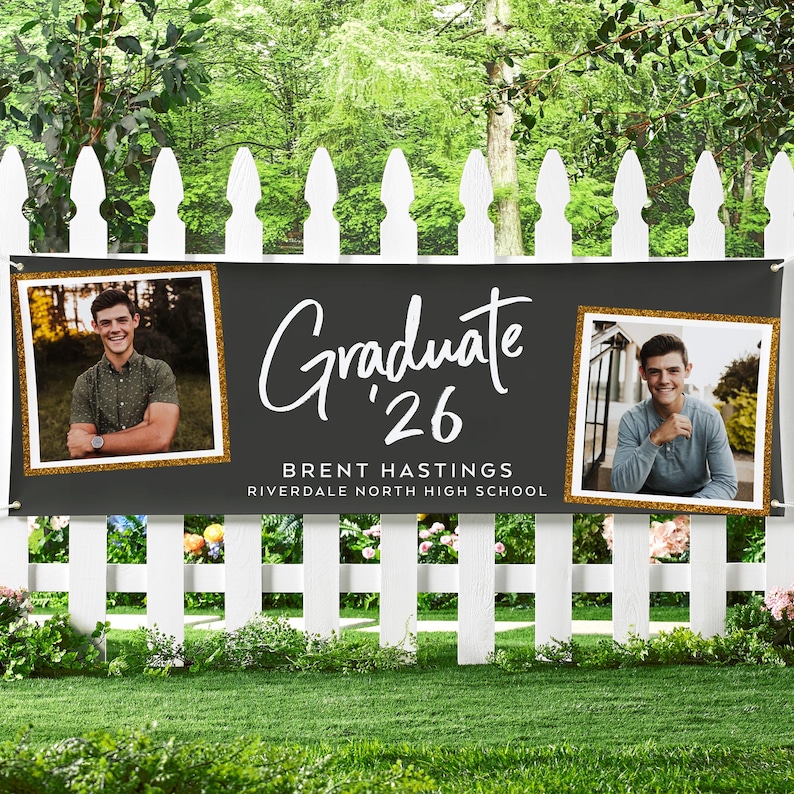 Personalized Graduation Photo Banner – Class of 2026 Party Décor ...