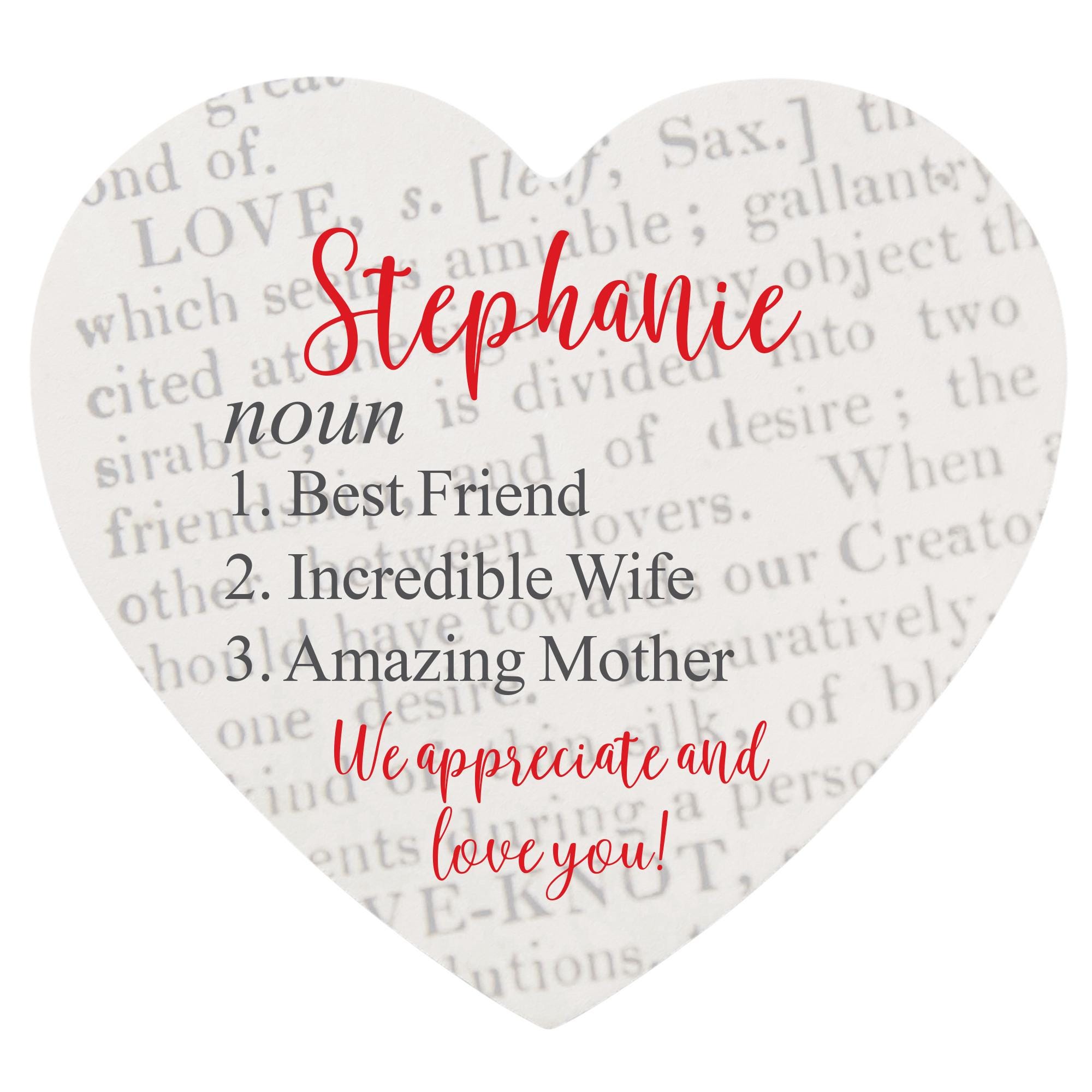 Personalized Heart Keepsake - Definition of Love Wooden Heart - Etsy