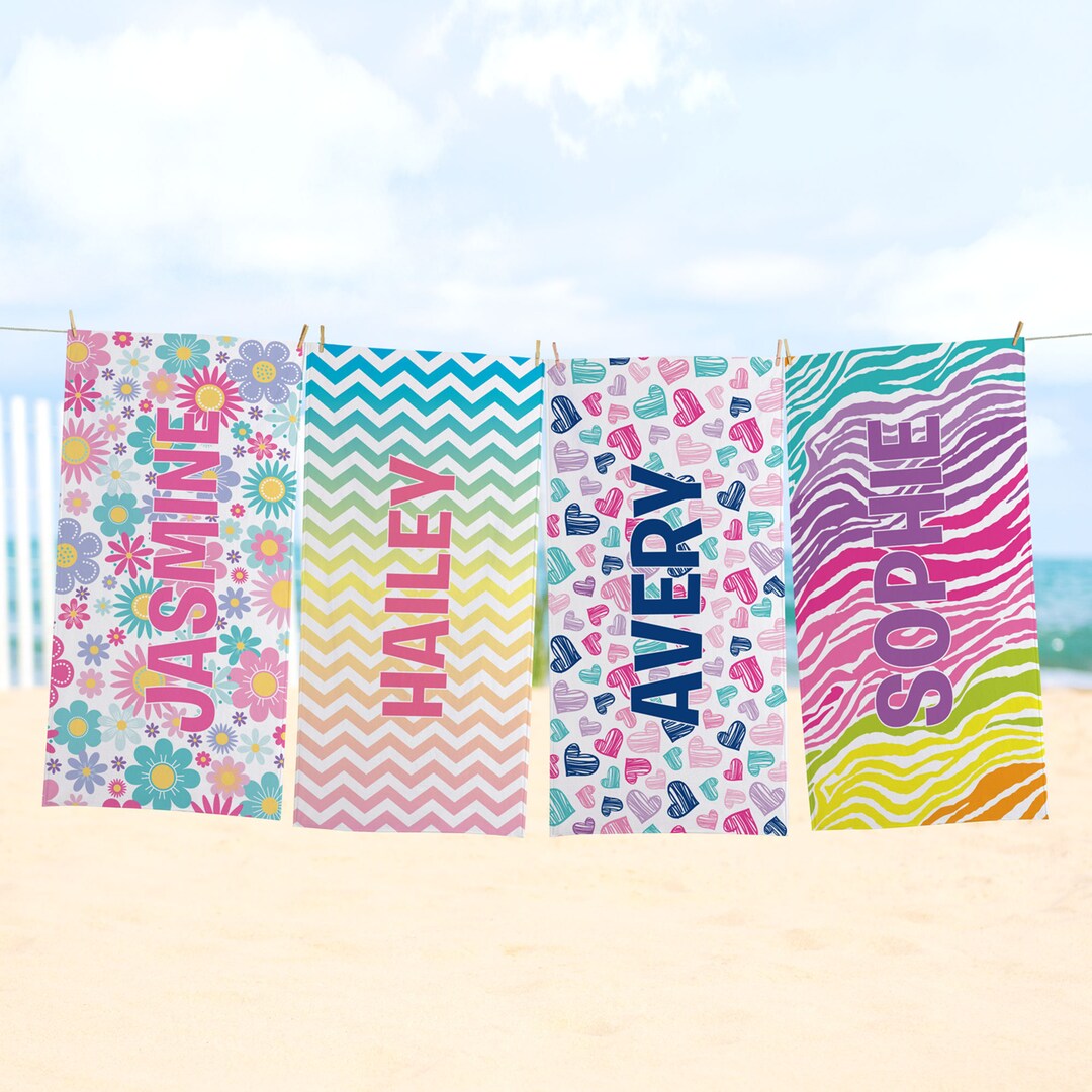 Personalized Beach Towel - Pretty Pattern - Vacation Gear - for Beach ...