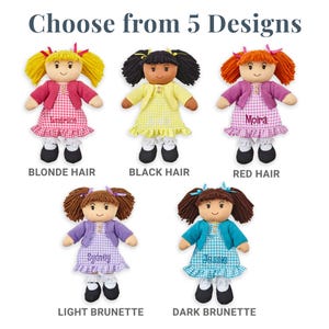 Personalized Cuddle Time Rag Dolls - Ages 3+ Soft Doll for Kids - Plush ...