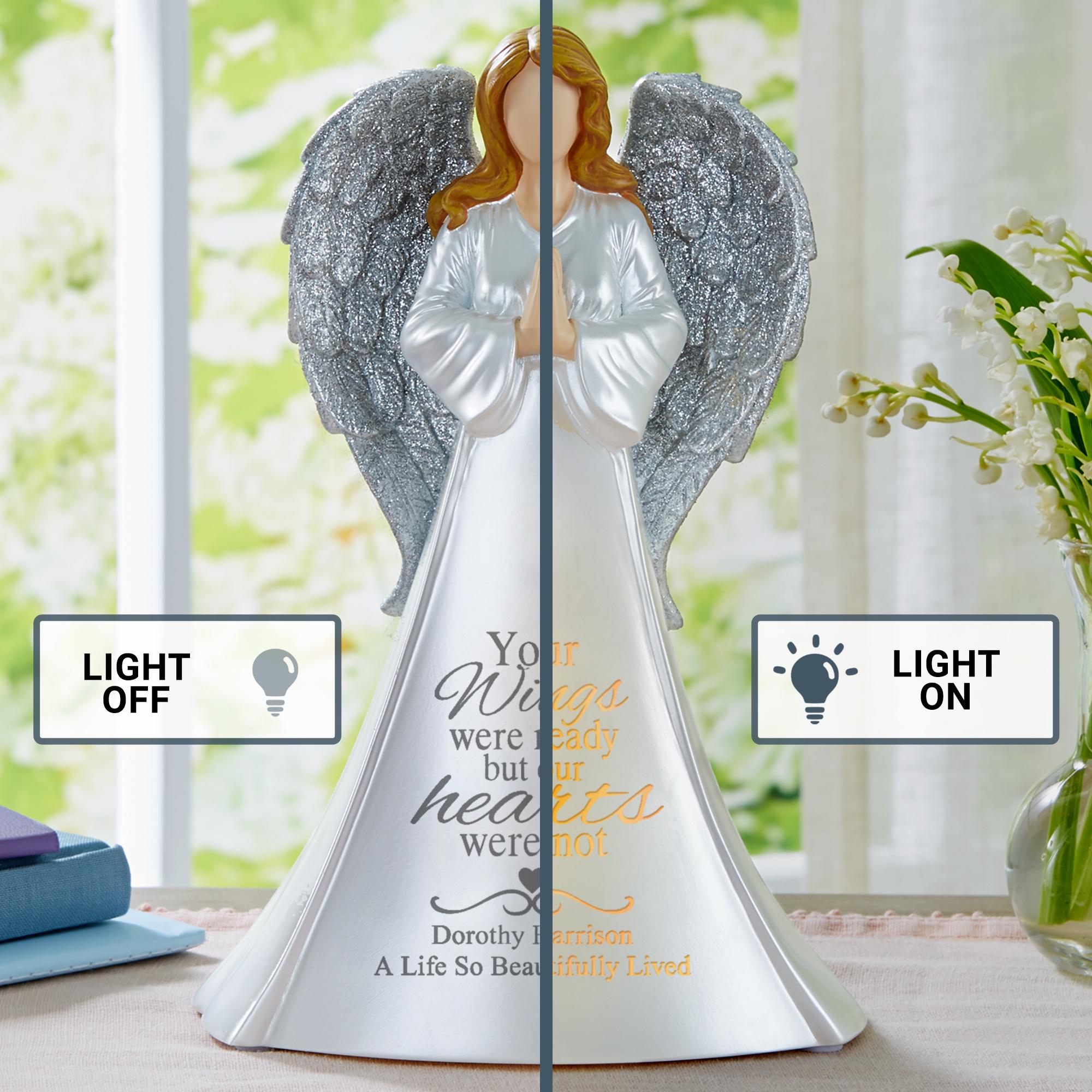 Personalized Memorial Angel - Sympathy Angel - Lighted Memorial Angel ...