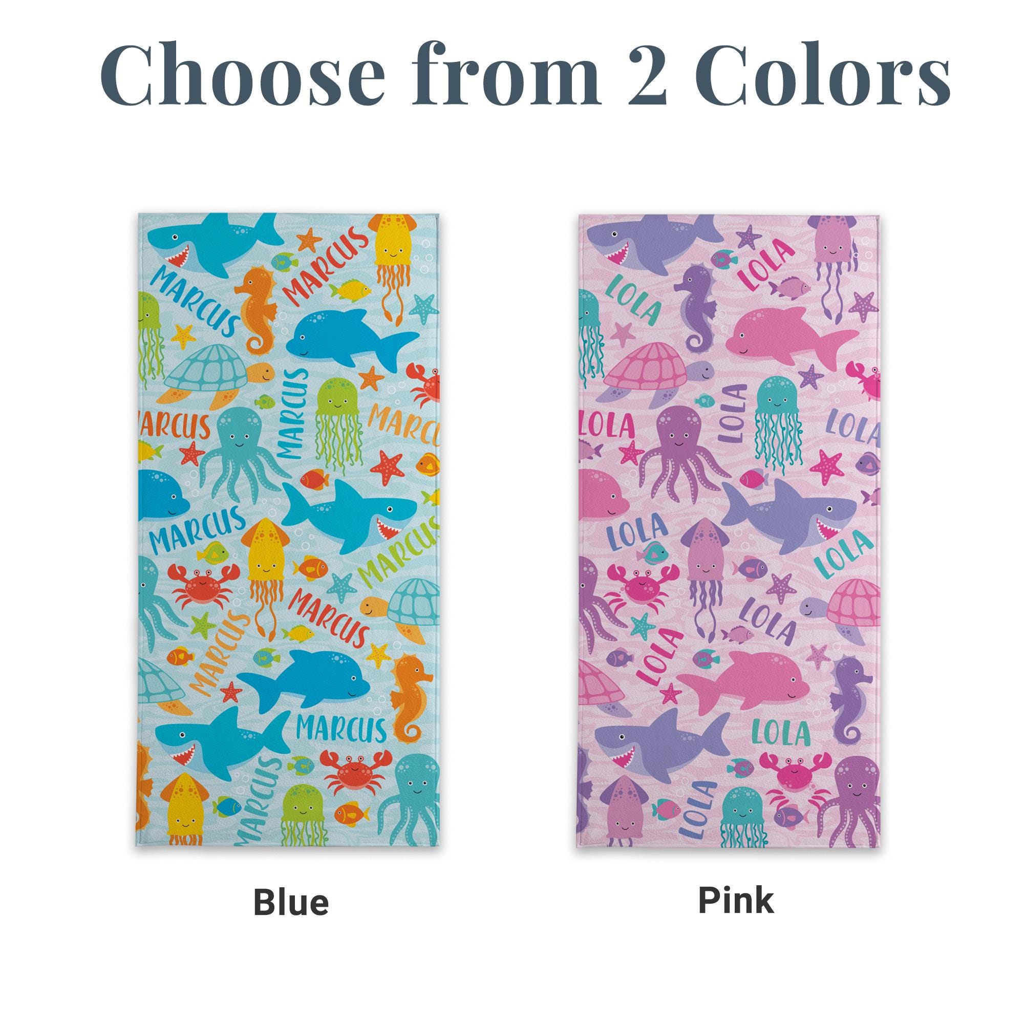 Personalized Beach Towel - Colorful Sea Life Design - Unique Pool Towel ...
