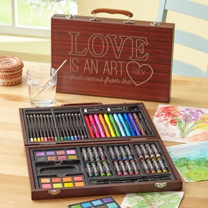Personalized Art Set - 80-piece Deluxe Kit With Wood Carrying Case ...