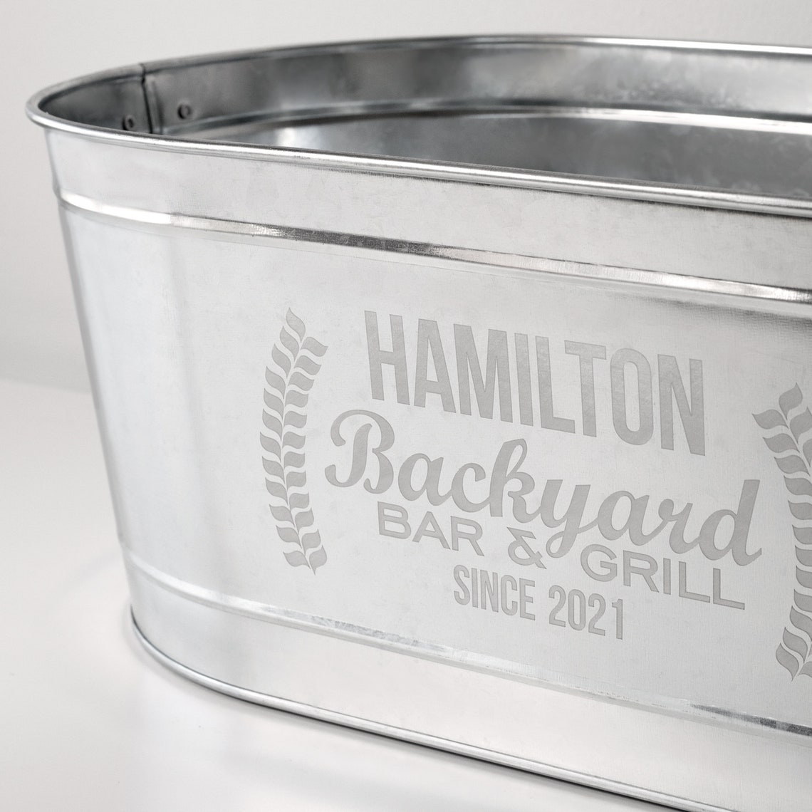 Personalized Backyard Bar Beverage Tub – Galvanized Drink Tub – for BBQ ...