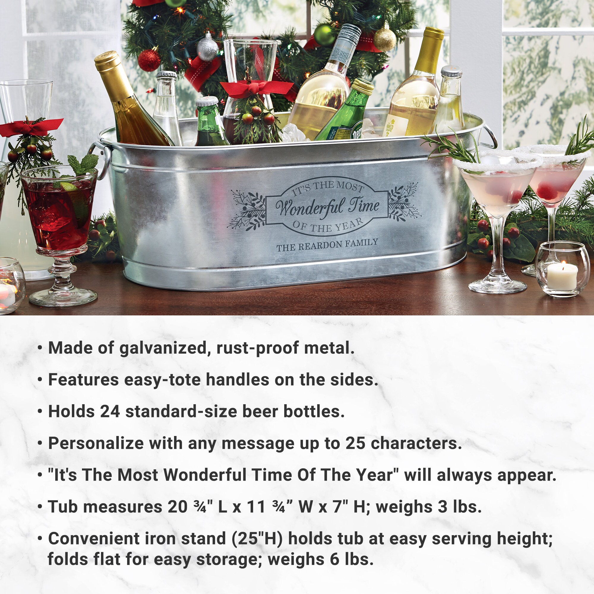 Personalized Holiday Beverage Tub - Christmas Party Decor - Customize ...