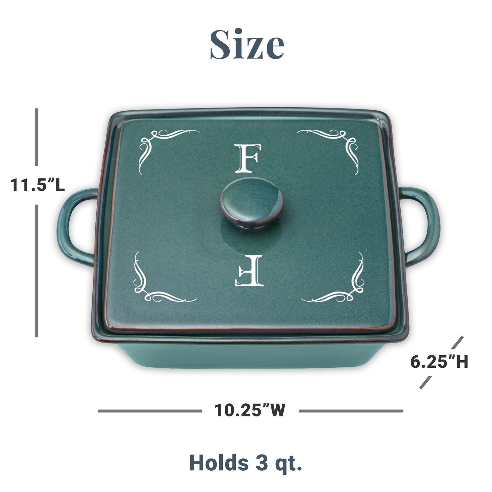Personalized Stoneware Casserole Dish - 3 Qt Casserole Dish With Lid ...