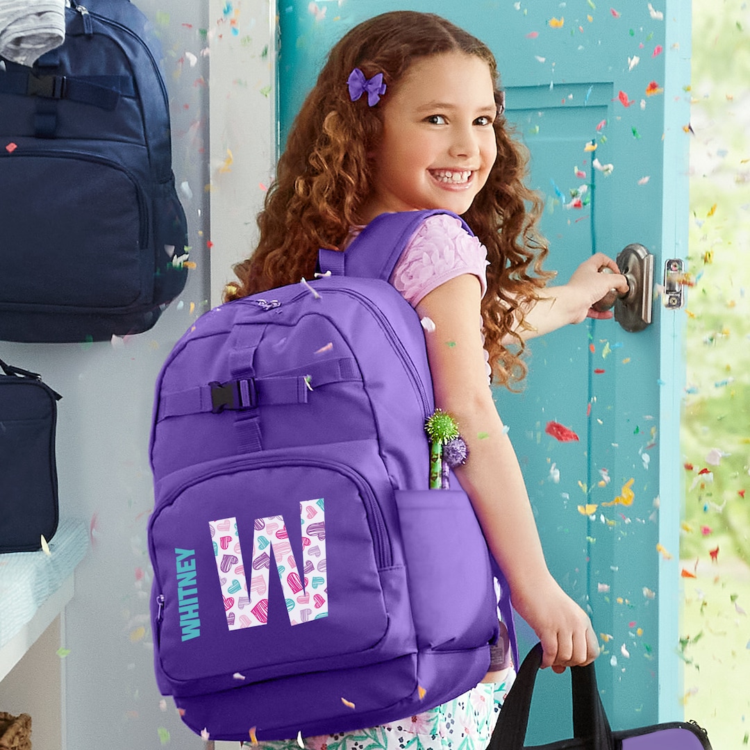 Personalized Purple Pretty Pattern Backpack - Back to School - Kids ...