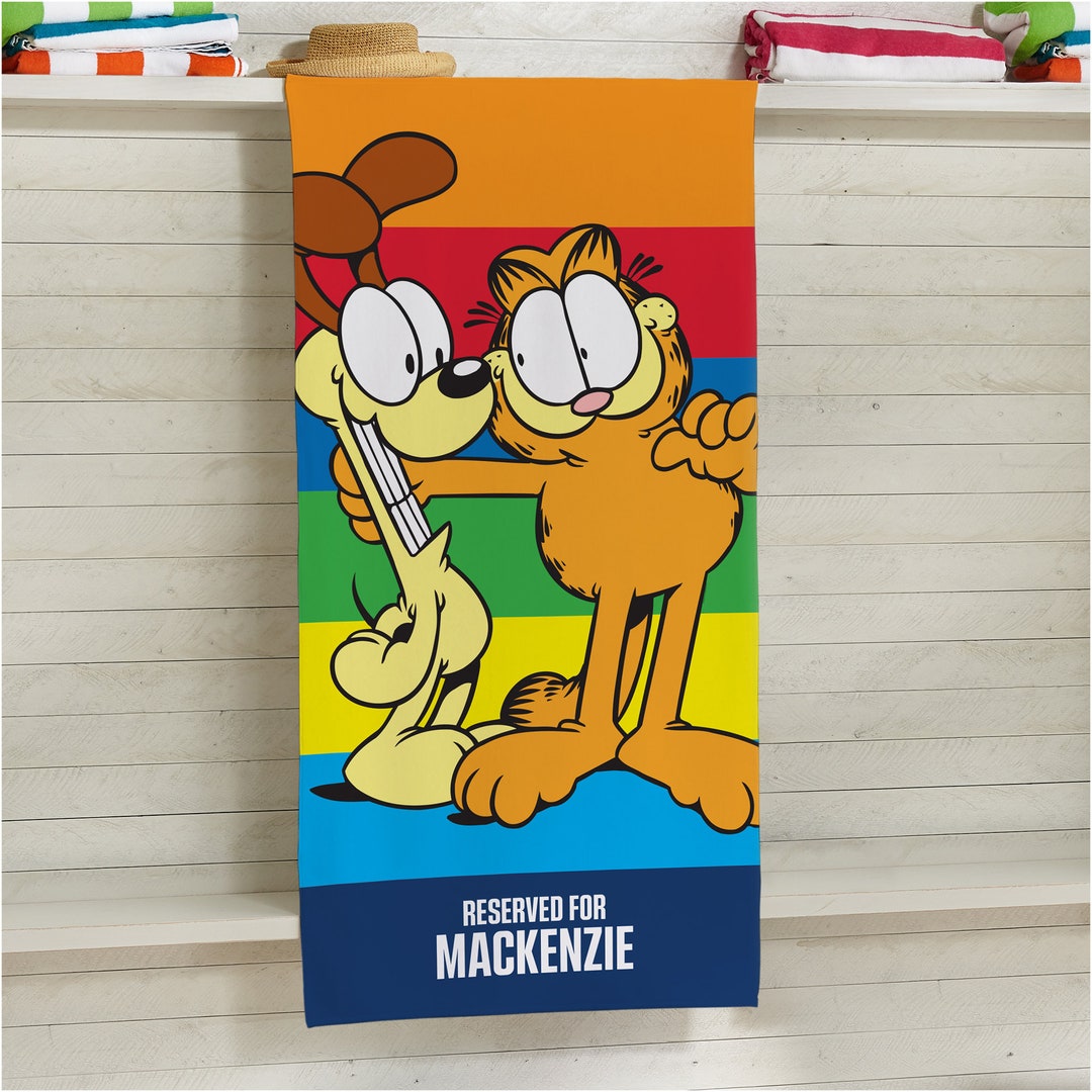 Personalized Garfield and Odie Beach Towel - Garfield Design - Rainbow ...