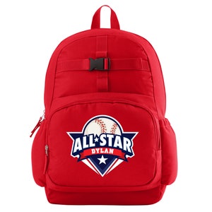 Personalized Sports All Star Red Backpack - Back to School - Kids ...