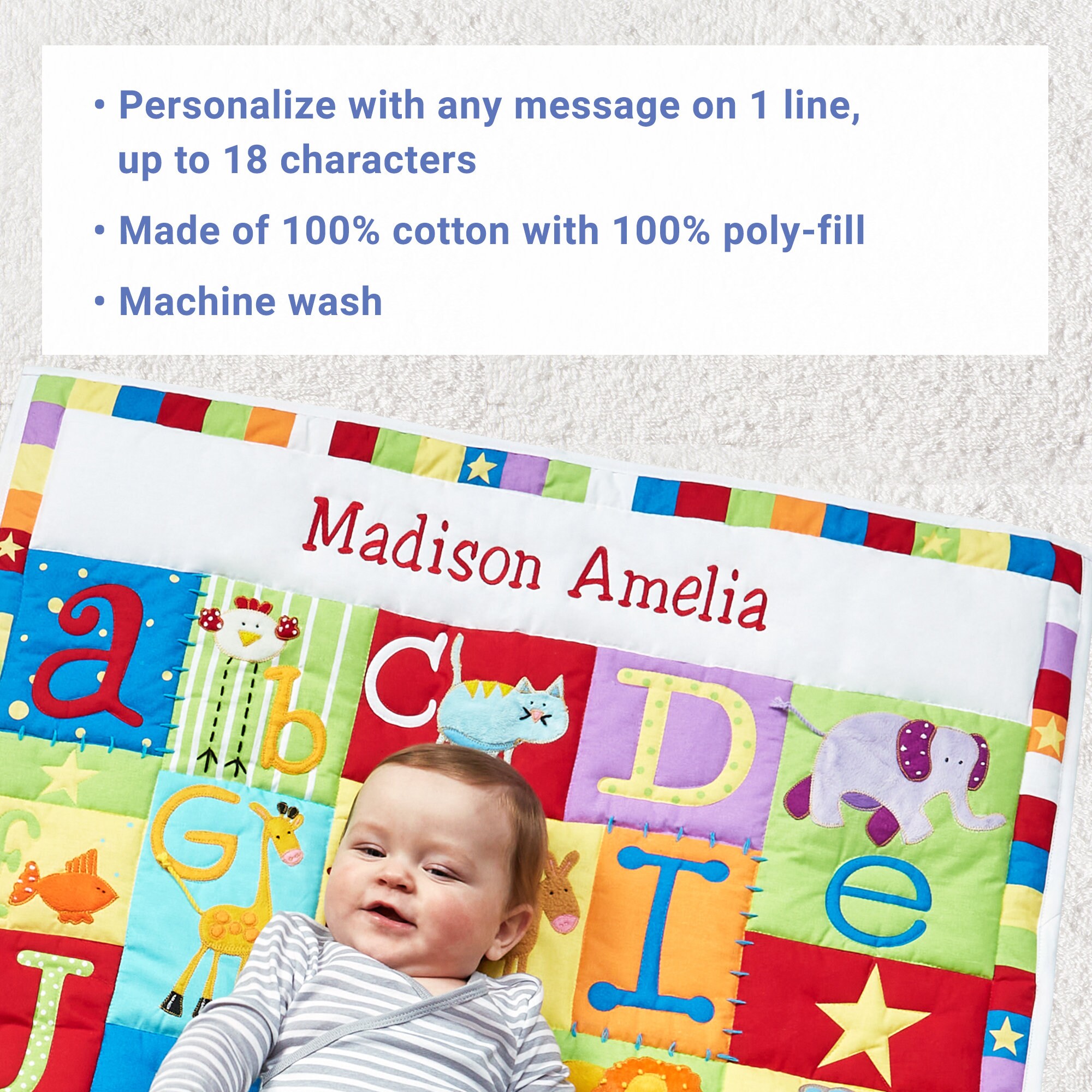 Personalized Baby Quilt - Alphabet Quilt - Heirloom Keepsake for New ...