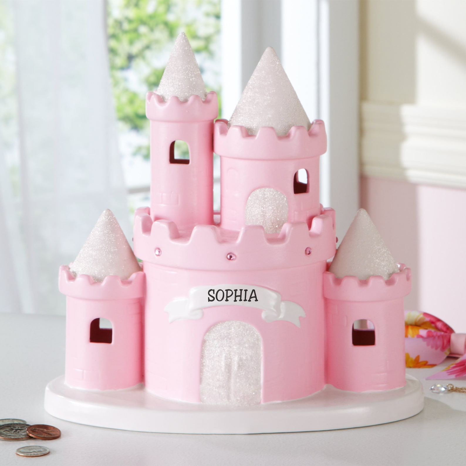 Personalized Pink Princess Castle Piggy Bank Personalized - Etsy
