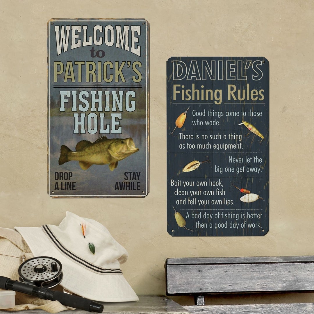 Personalized Gone Fishing Metal Signs - Indoor/outdoor Décor - Wall Art ...