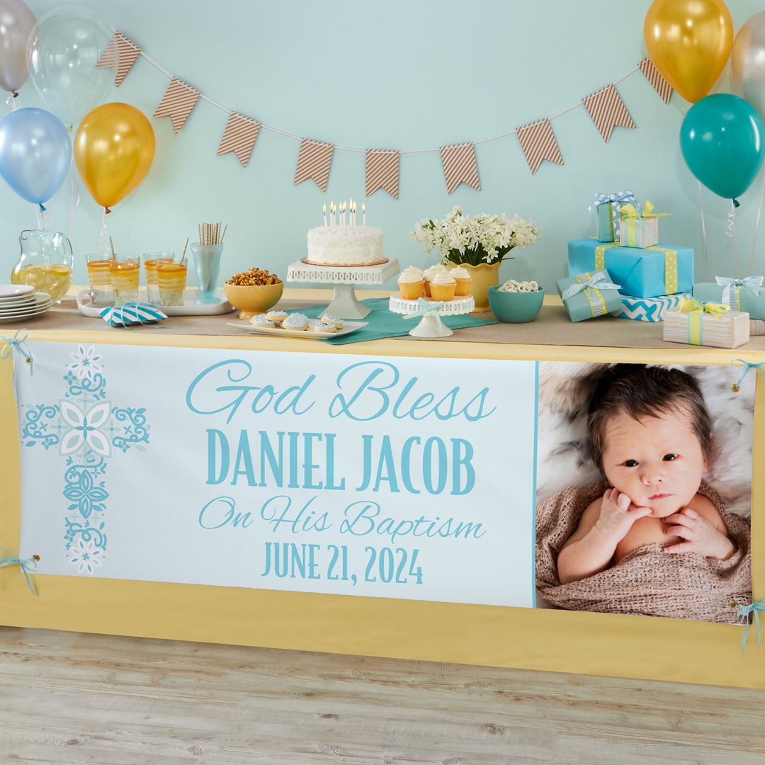 Personalized Baptism Photo Banner- Christening- Religious Party ...